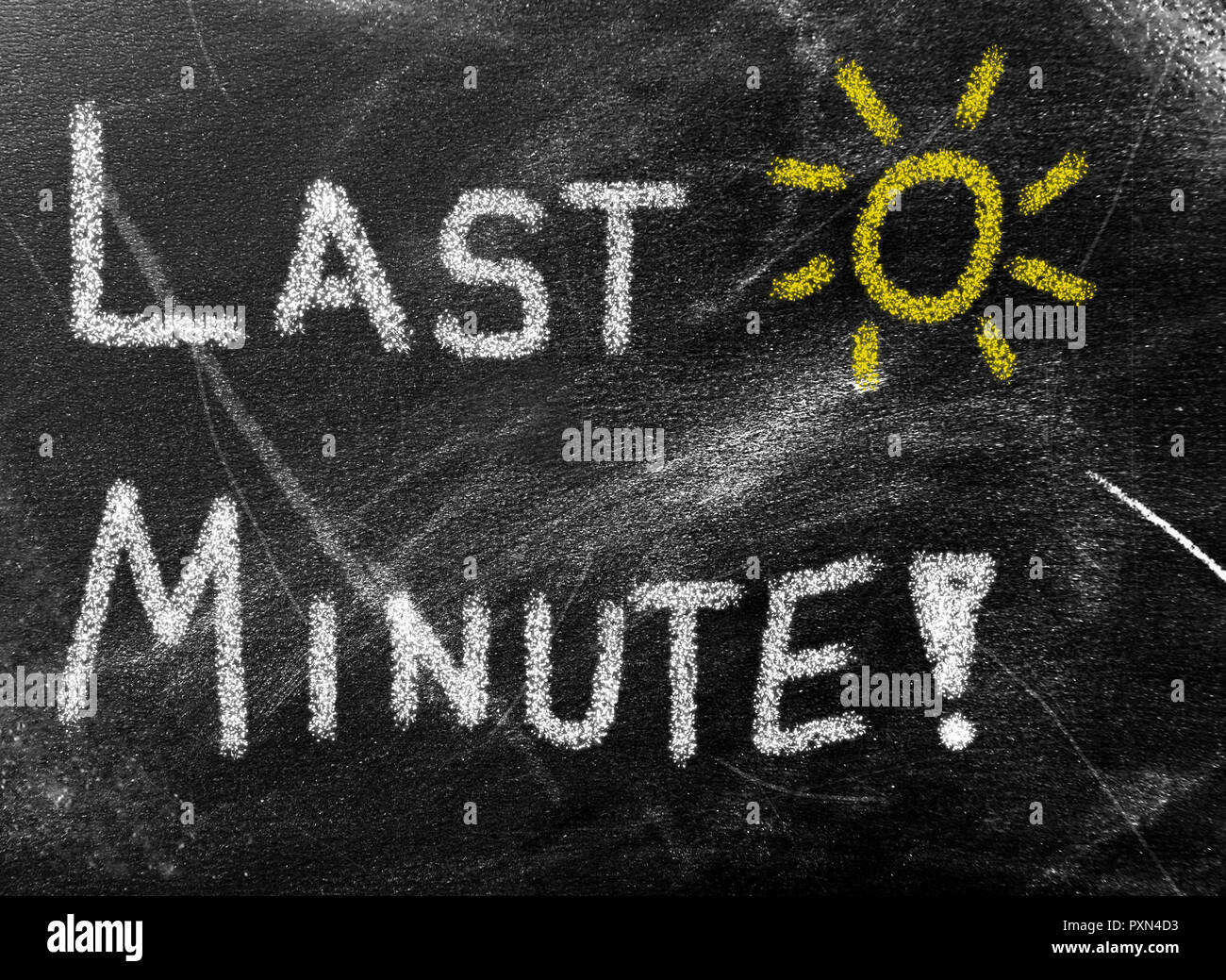 last minute word on chanboard Stock Photo - Alamy