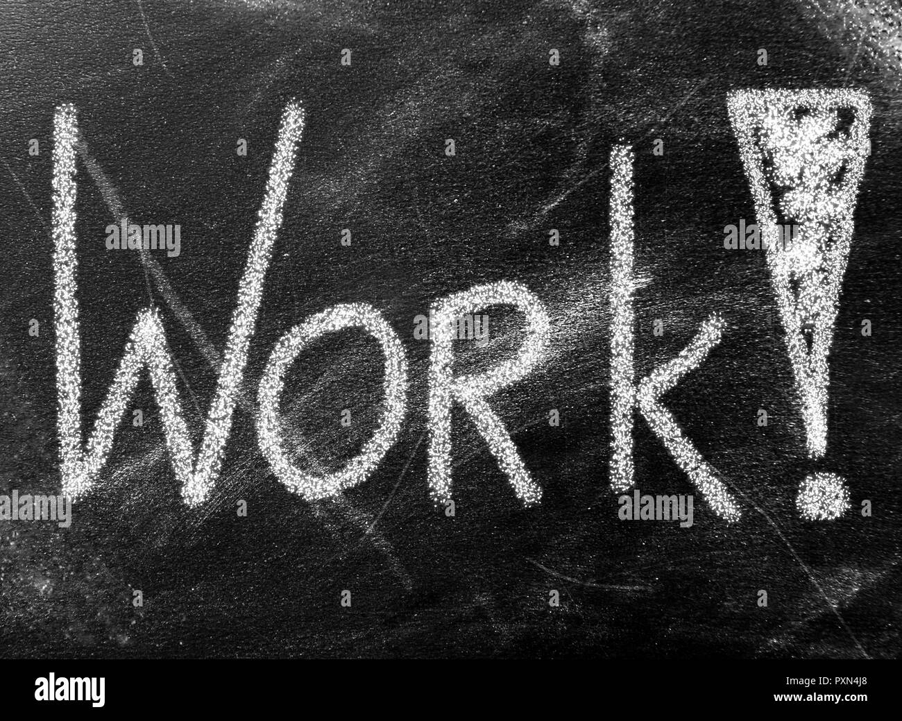 Business concept - work word on chalkboard Stock Photo - Alamy