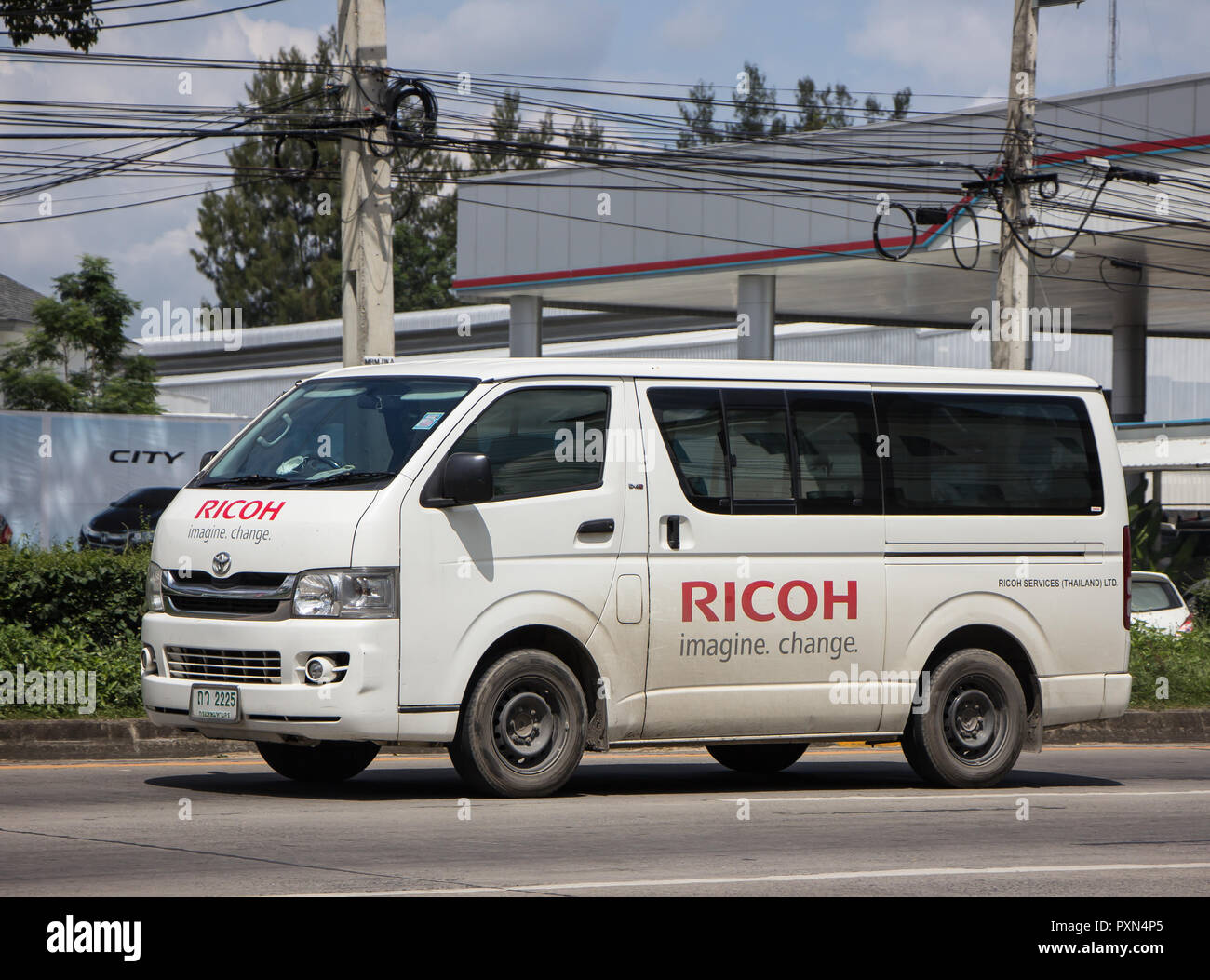 Chiangmai, Thailand - September 25 2018: Toyota commuter van of Ricoh ...