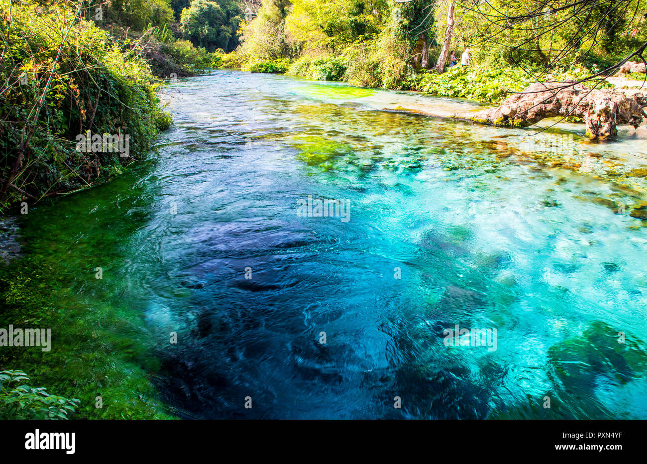 The Blue Eye - Syri i Kaltër, water spring near Muzinë in Vlorë County ...