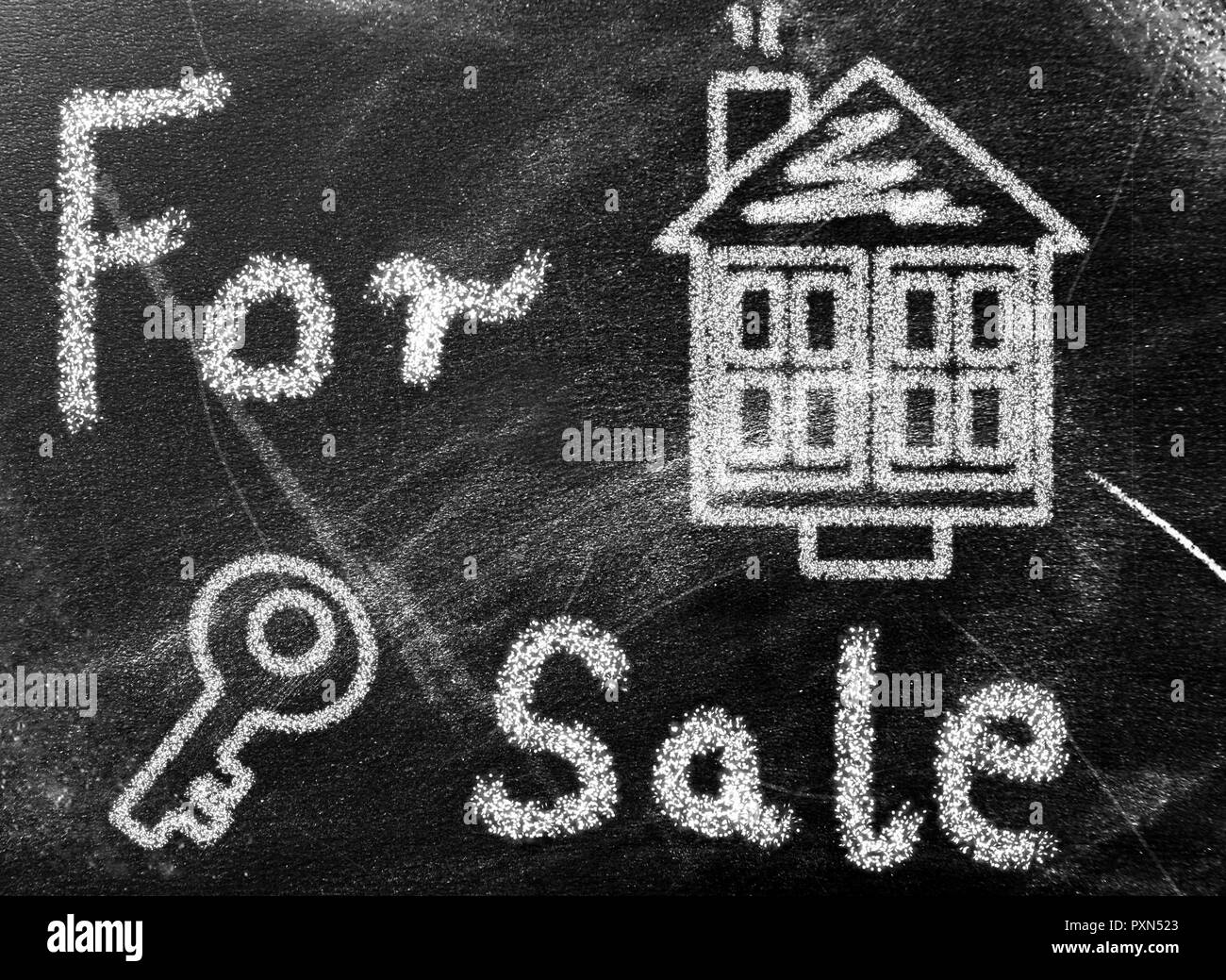 Building chalk sign board Black and White Stock Photos & Images - Alamy