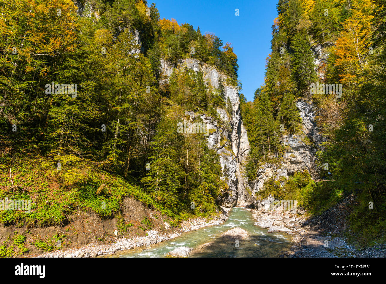 Upper end of Partnachklamm, Gorge Partnachklamm, creek Partnach ...