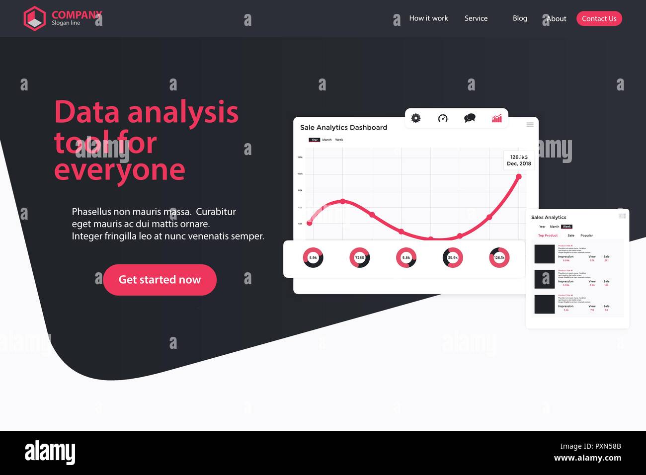 Website Landing Page Design Web Analytics Website Vector Template ...