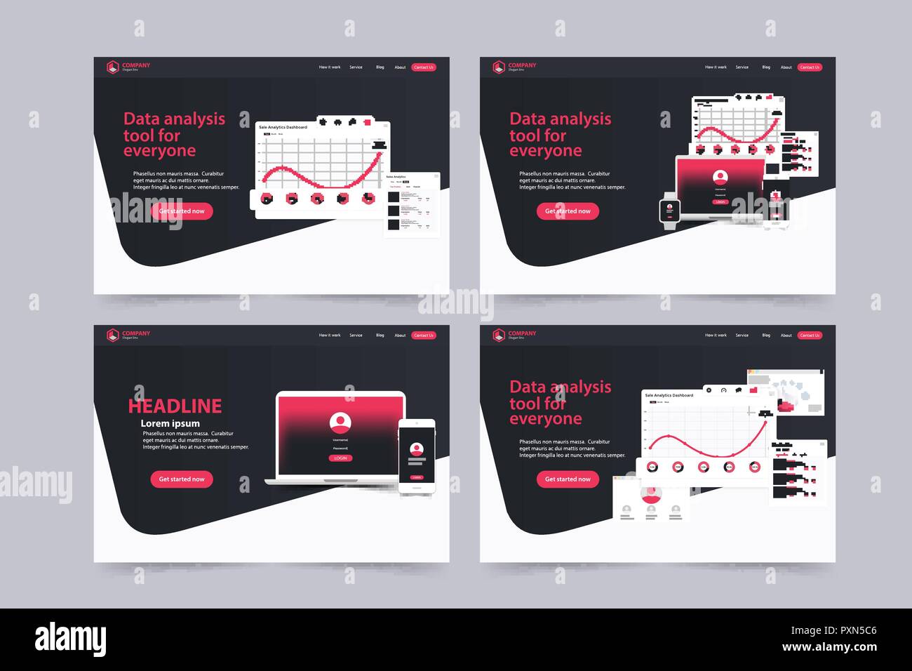 Trendy website template design Stock Vector Images - Alamy