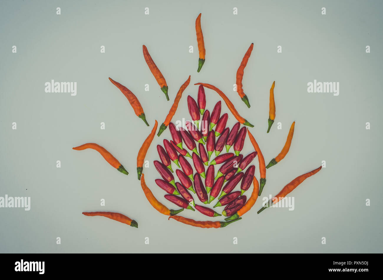 red spicy chilli vegetable arrangement isolated Stock Photo - Alamy