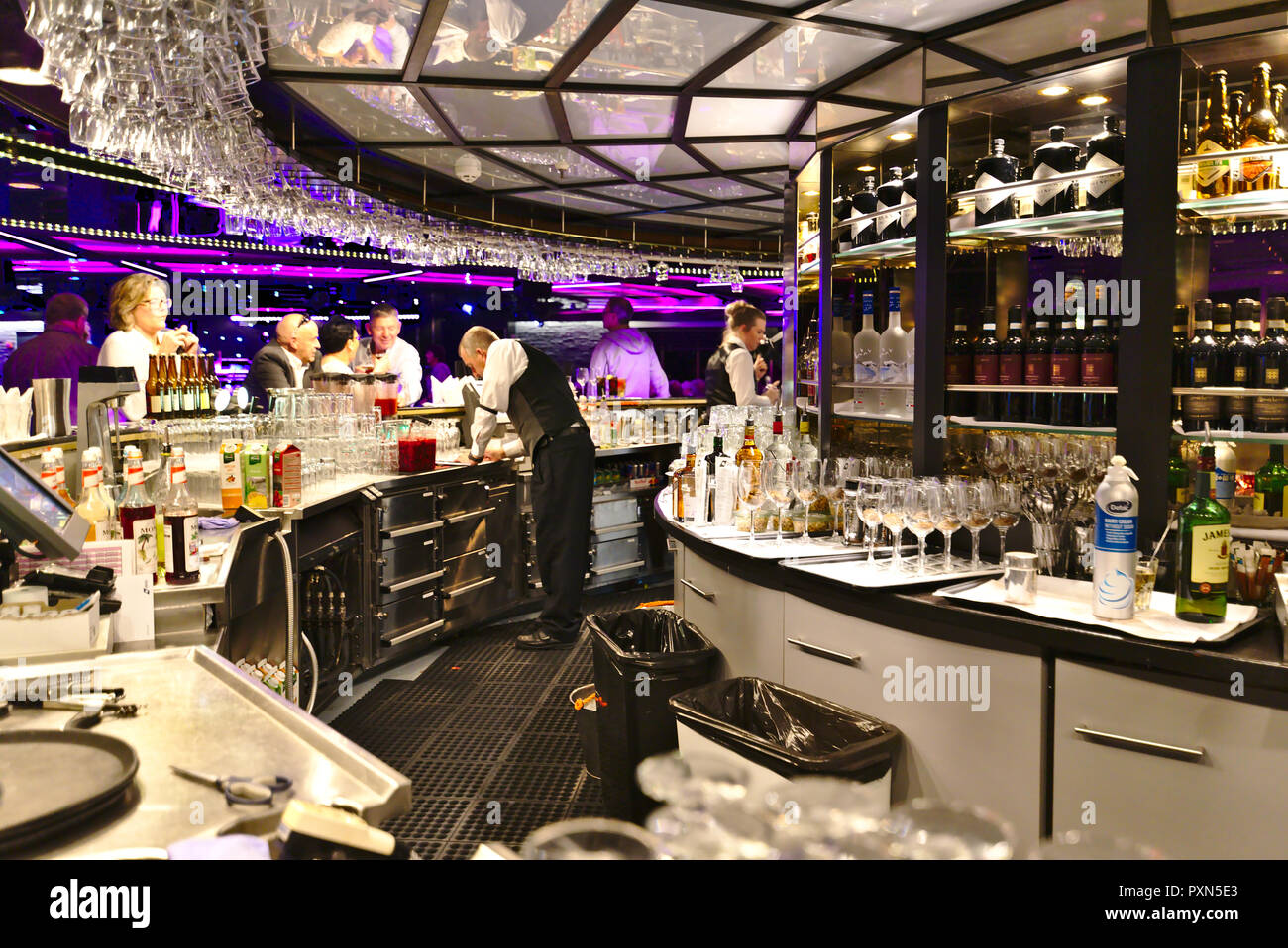 Night bar on ferry Stock Photo - Alamy