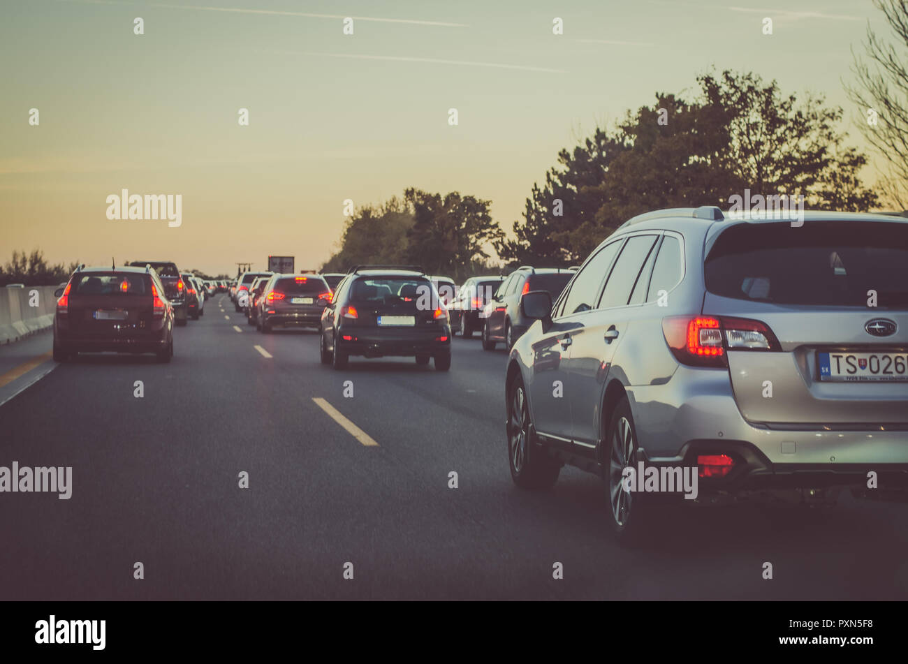 traffic jam on the road Stock Photo - Alamy