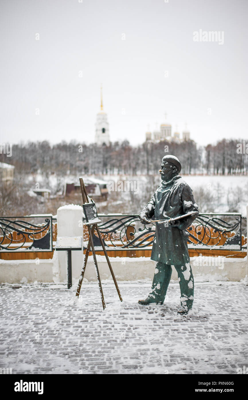 statue of the artist painting a picture is a landmark in the city of ...