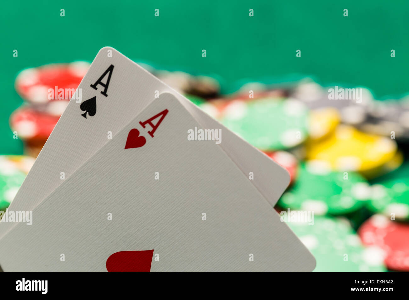 Pair aces poker chips hi-res stock photography and images - Alamy