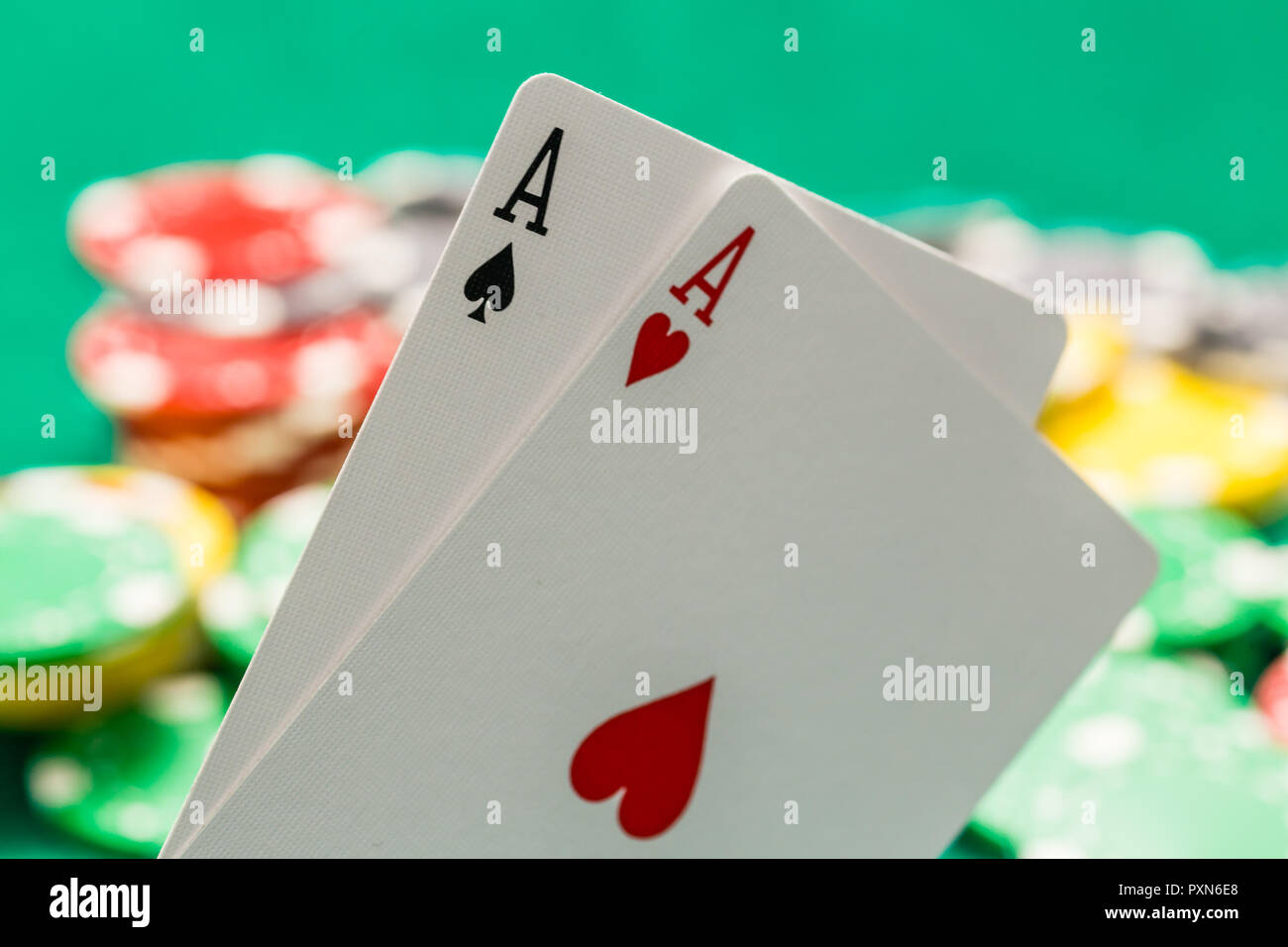 Pair aces poker chips hi-res stock photography and images - Alamy