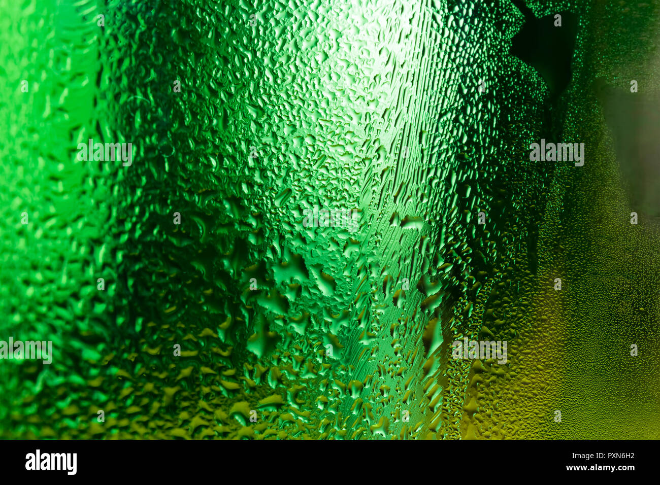 Water condensed on green glass surface abstract background Stock Photo ...