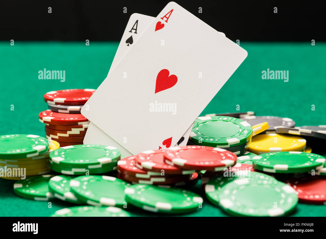 Pair aces poker chips hi-res stock photography and images - Alamy