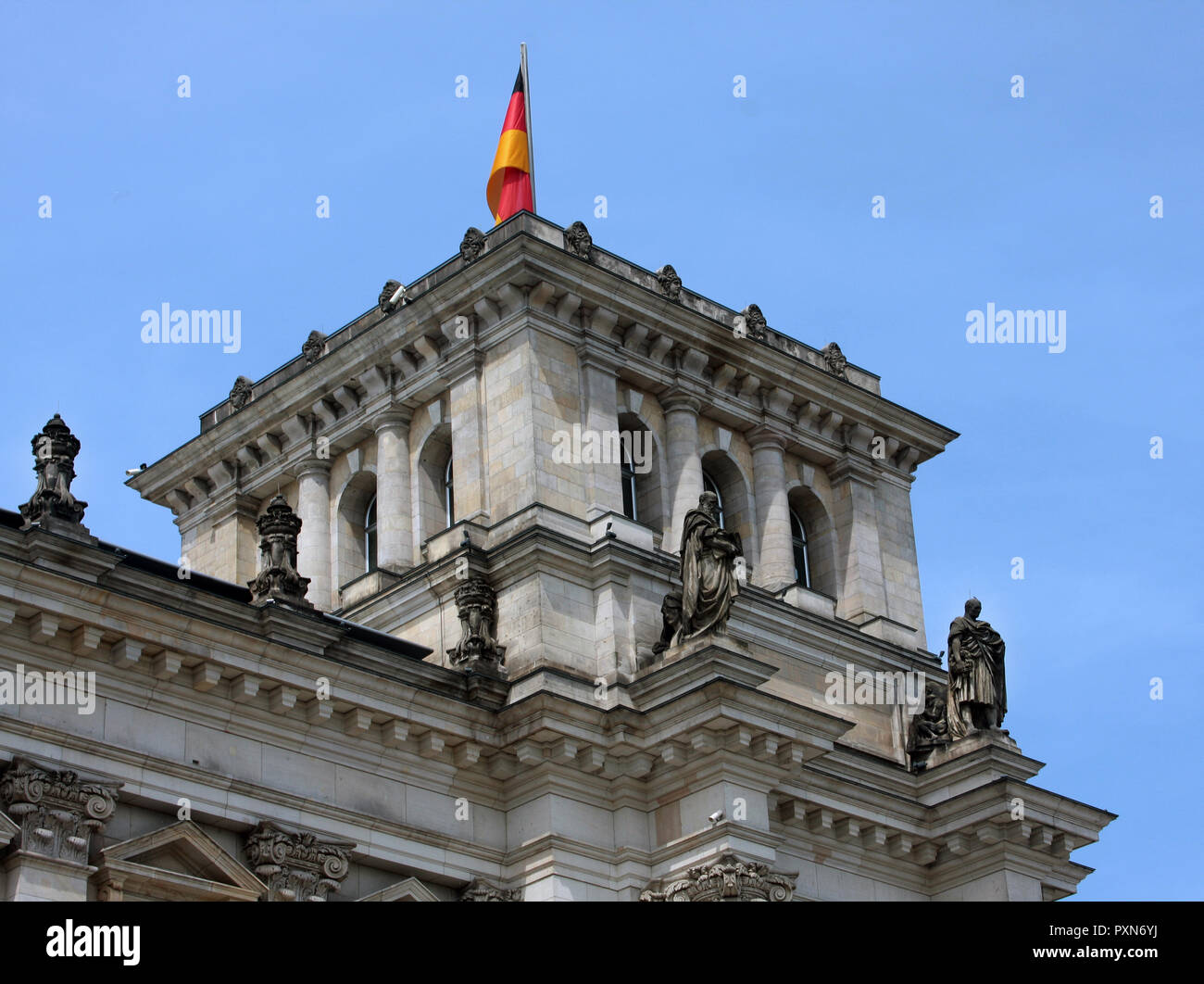 One of the top towers on The Reichstag building shows the wonderful ...