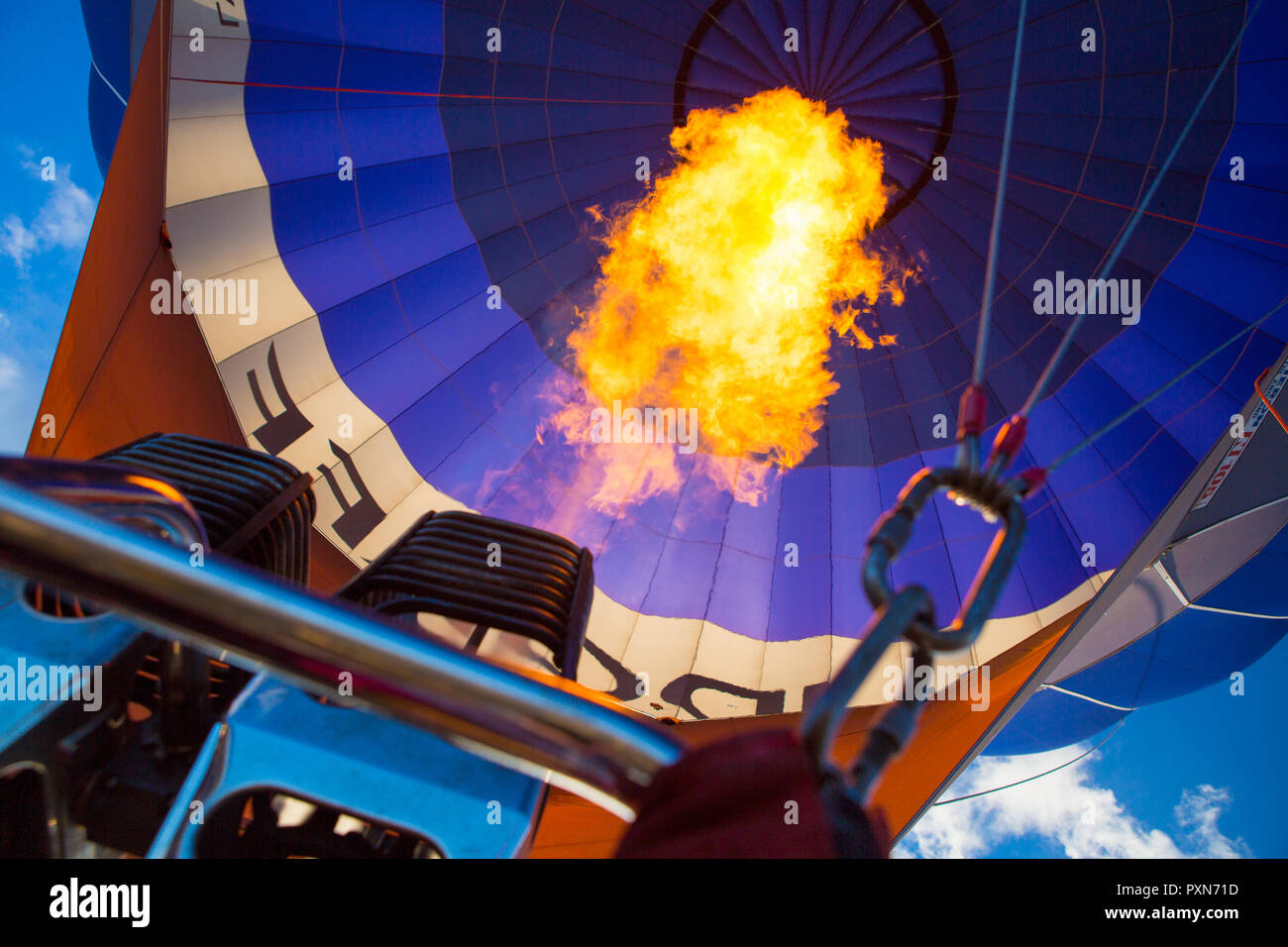 Hot Air Balloon Landing Stock Photo - Alamy