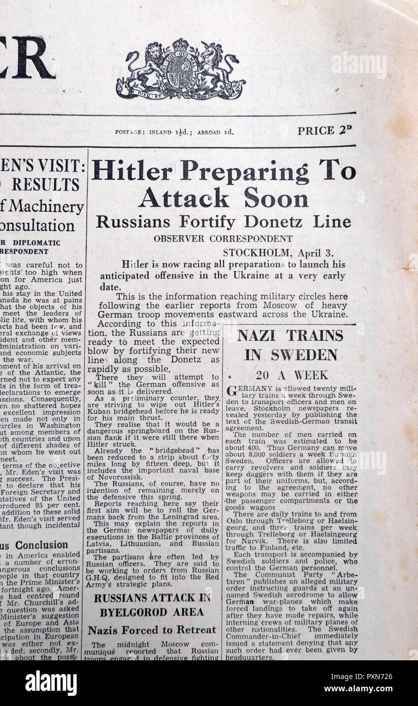 "Hitler Preparing to Attack Soon" 'Russians Fortify Donetz Line' 'Nazi ...