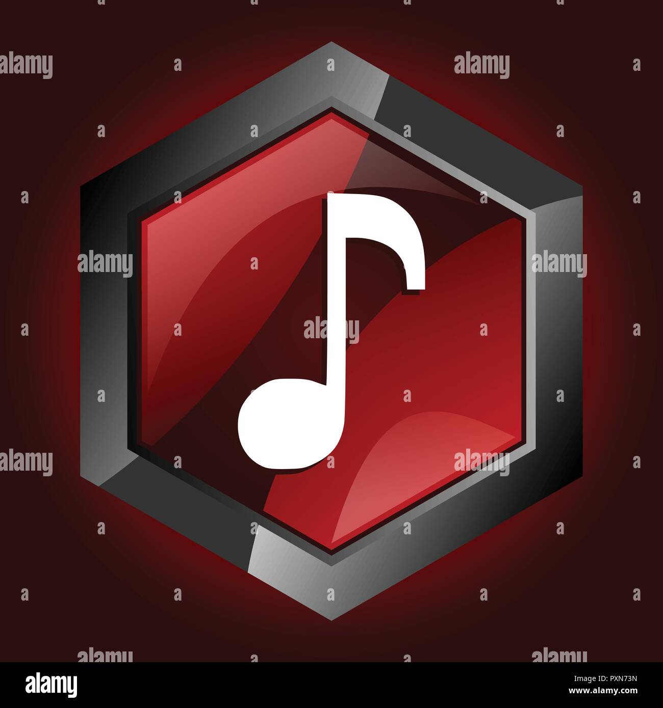 music note melody sound key hexagon dark red vector icon Stock Vector ...