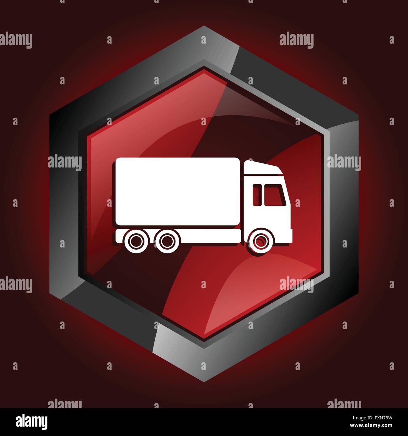 delivery transport vehicle truck transportation cargo hexagon dark red ...