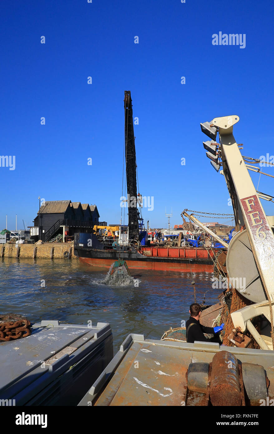 A view of the fishing harbour in Whitstable Stock Photo - Alamy