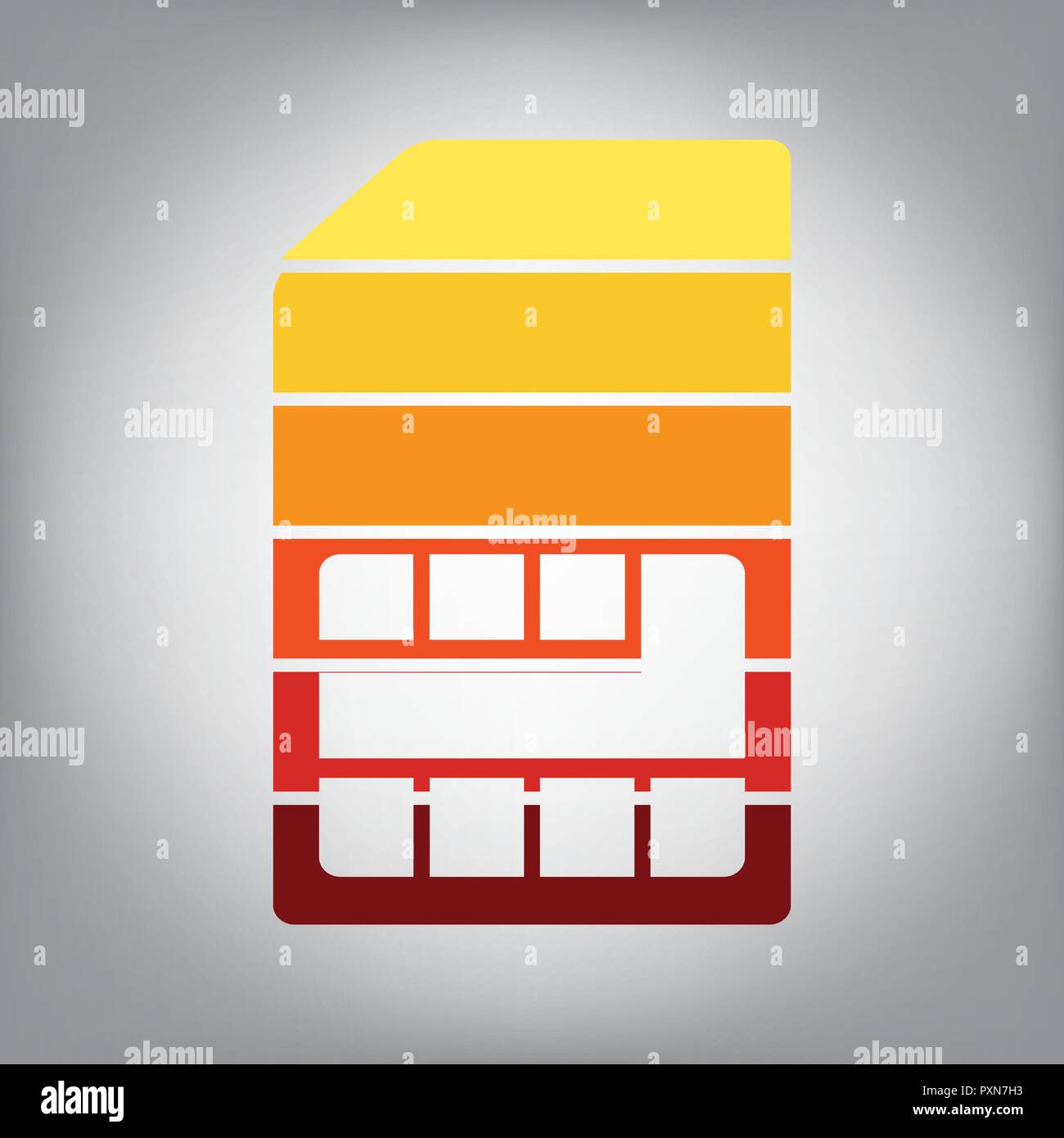 Sim card sign. Vector. Horizontally sliced icon with colors from sunny ...