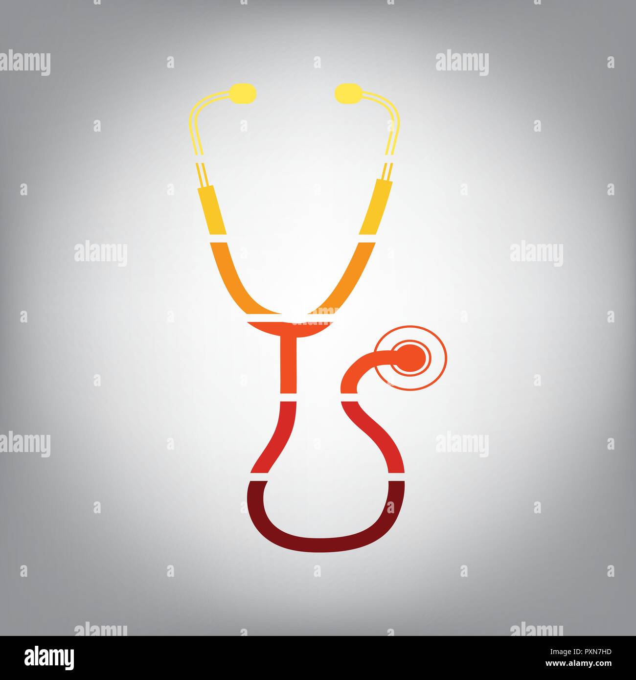 Stethoscope sign illustration. Vector. Horizontally sliced icon with ...