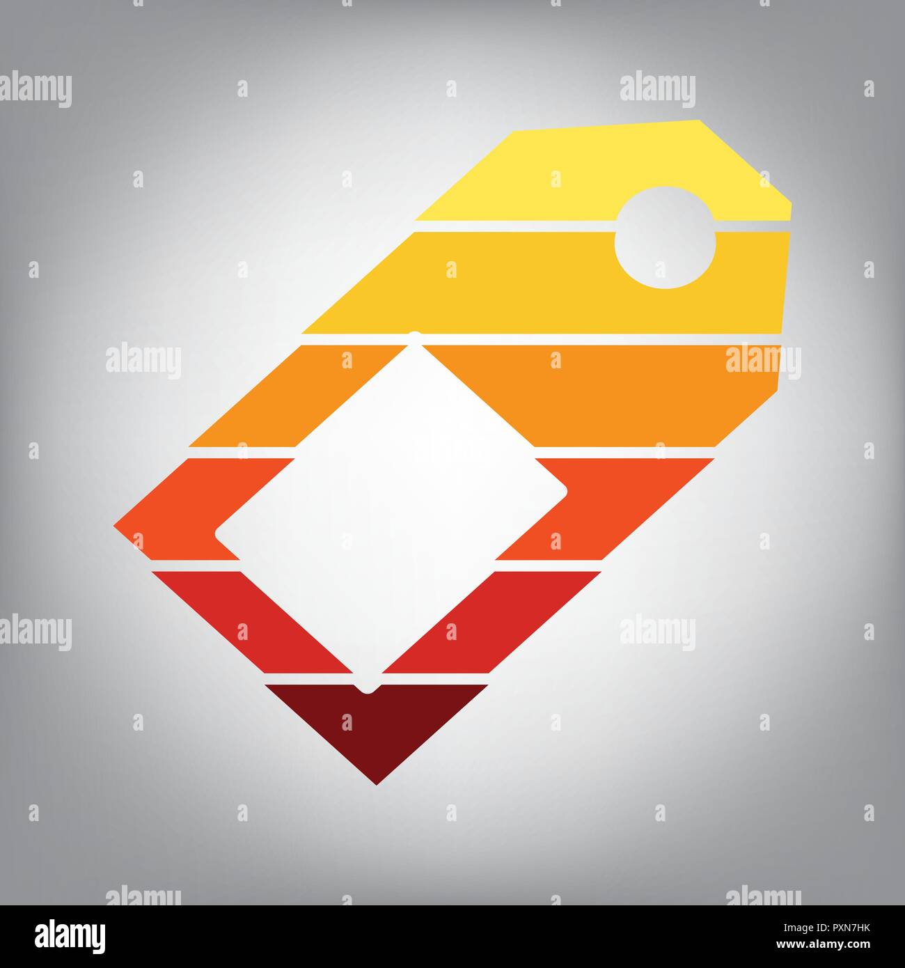 Price tag sign. Vector. Horizontally sliced icon with colors from sunny ...