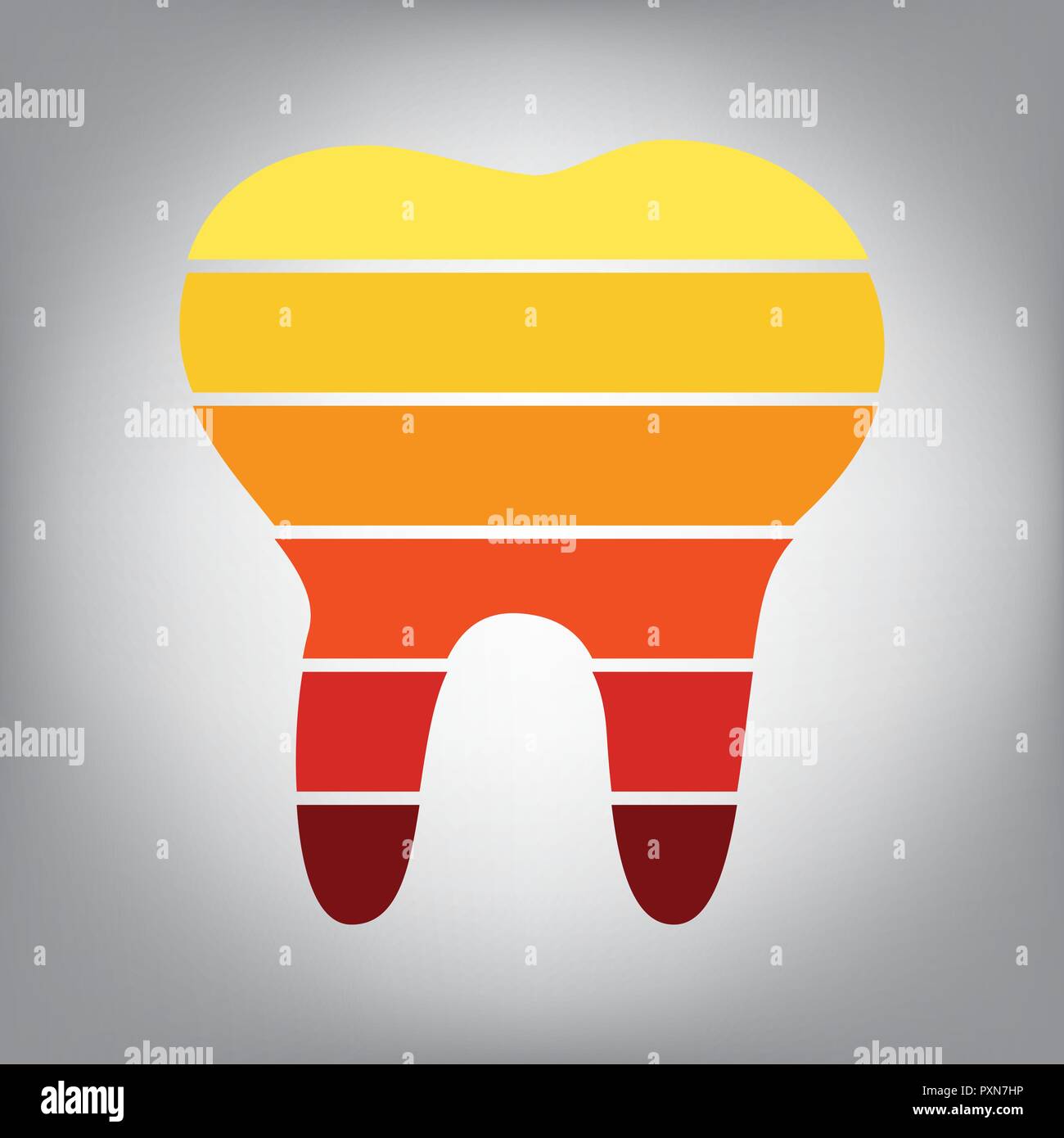 Tooth sign illustration. Vector. Horizontally sliced icon with colors ...