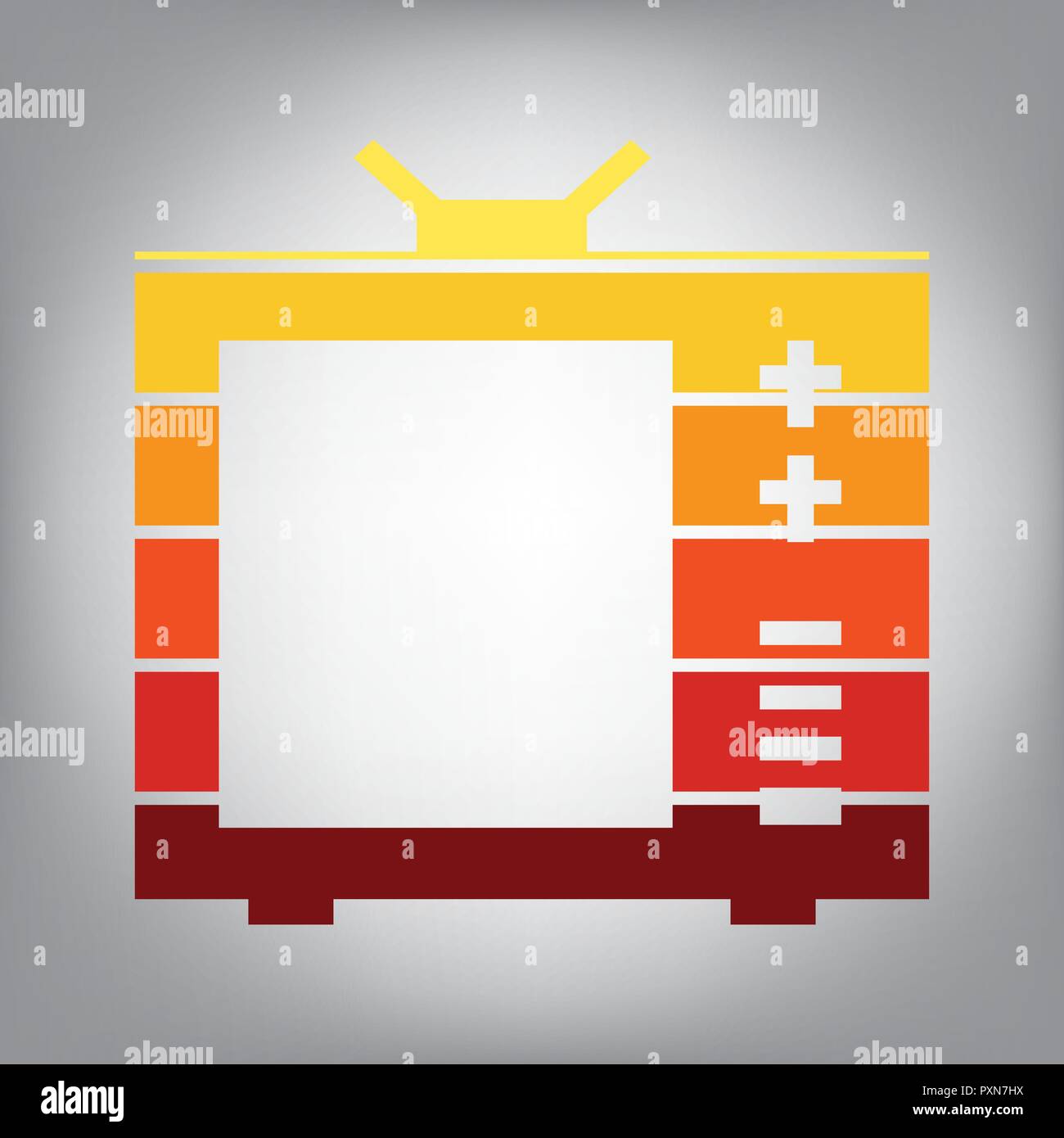 TV sign illustration. Vector. Horizontally sliced icon with colors from ...