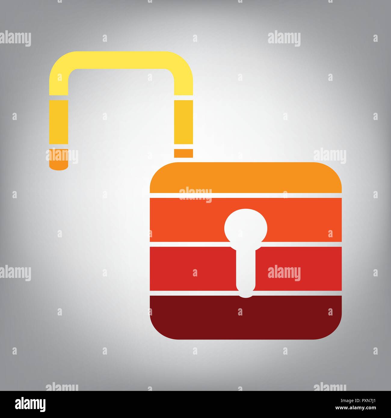 Unlock sign illustration. Vector. Horizontally sliced icon with colors ...