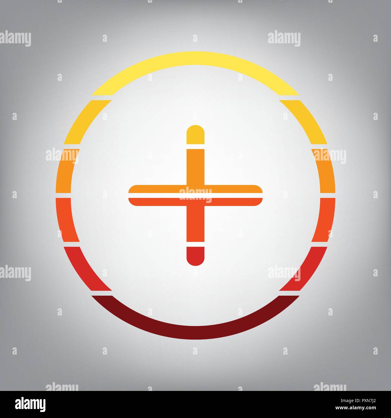 Positive symbol plus sign. Vector. Horizontally sliced icon with colors ...