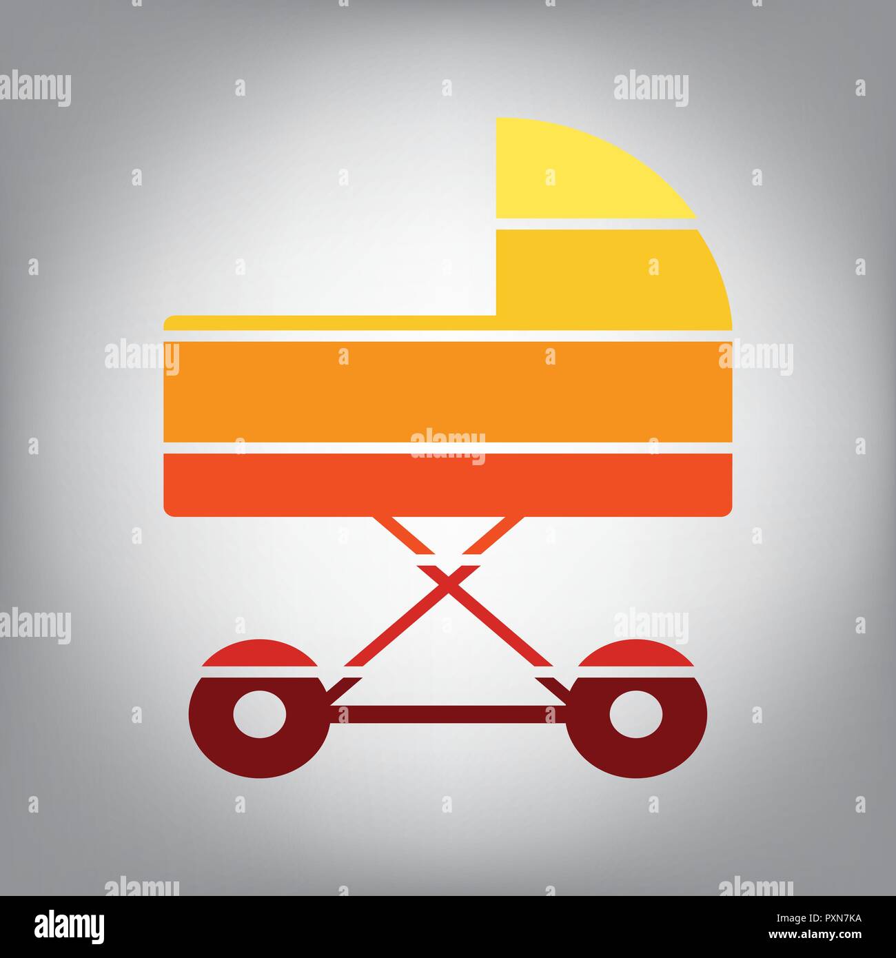 Pram sign illustration. Vector. Horizontally sliced icon with colors ...
