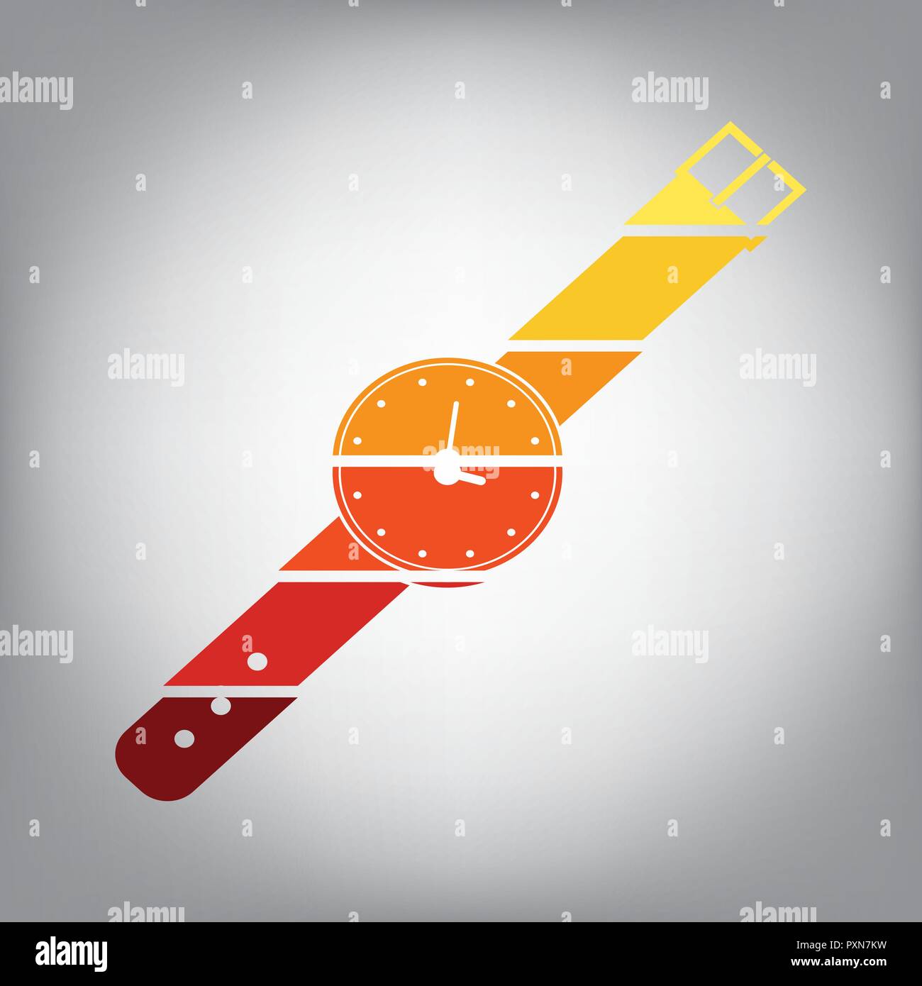 Watch sign illustration. Vector. Horizontally sliced icon with colors ...