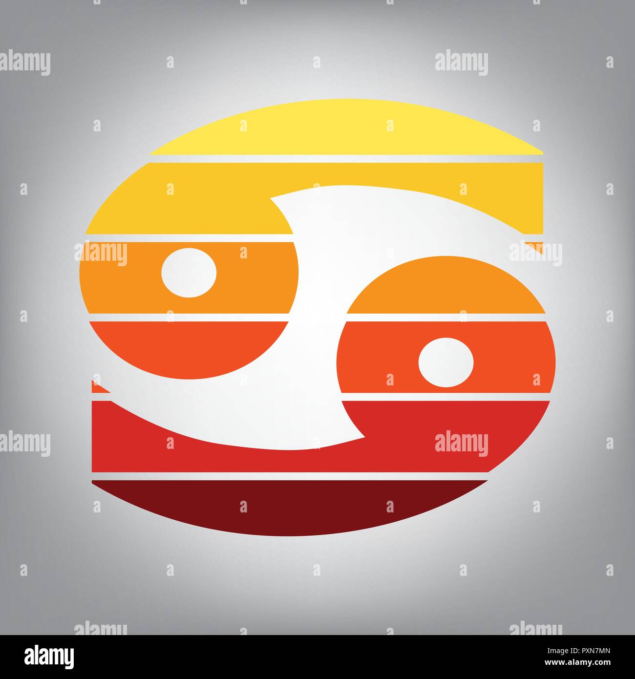 Cancer sign illustration. Vector. Horizontally sliced icon with colors ...