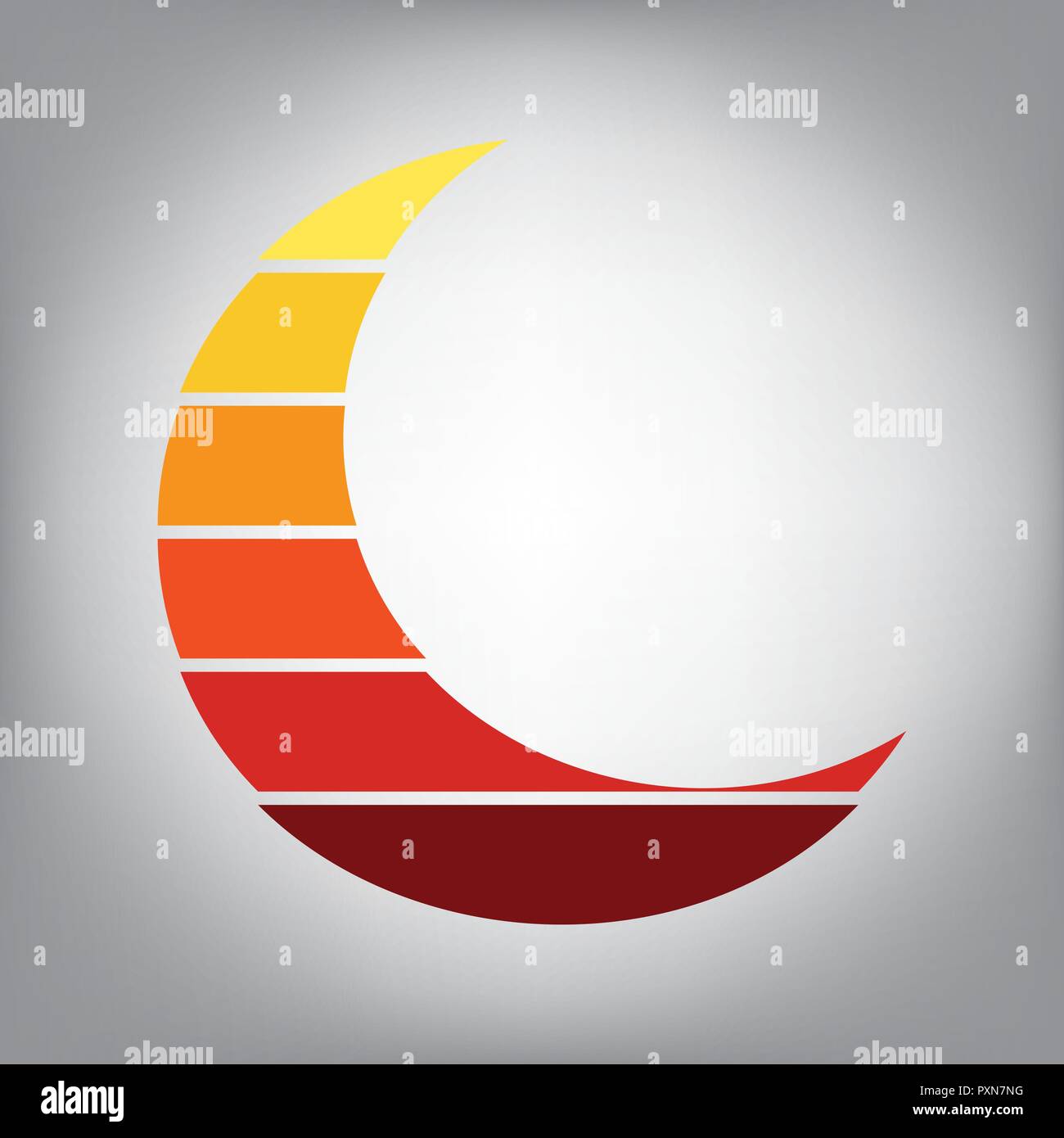 Moon sign illustration. Vector. Horizontally sliced icon with colors ...