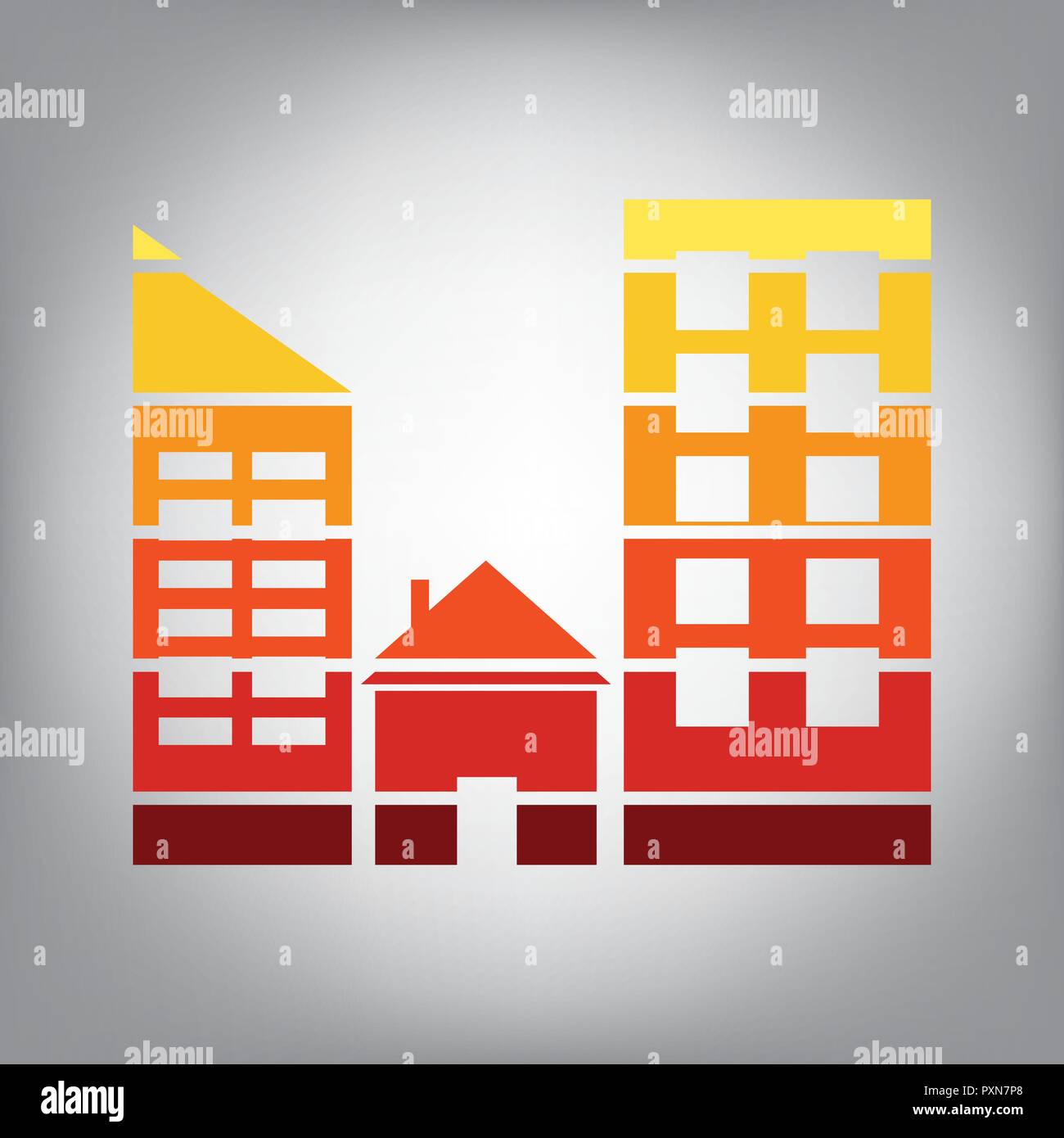 Real estate sign. Vector. Horizontally sliced icon with colors from ...