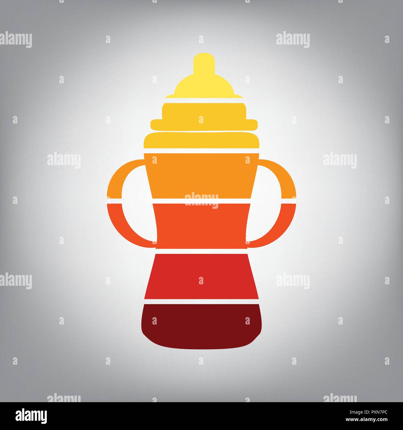 Baby bottle sign. Vector. Horizontally sliced icon with colors from ...