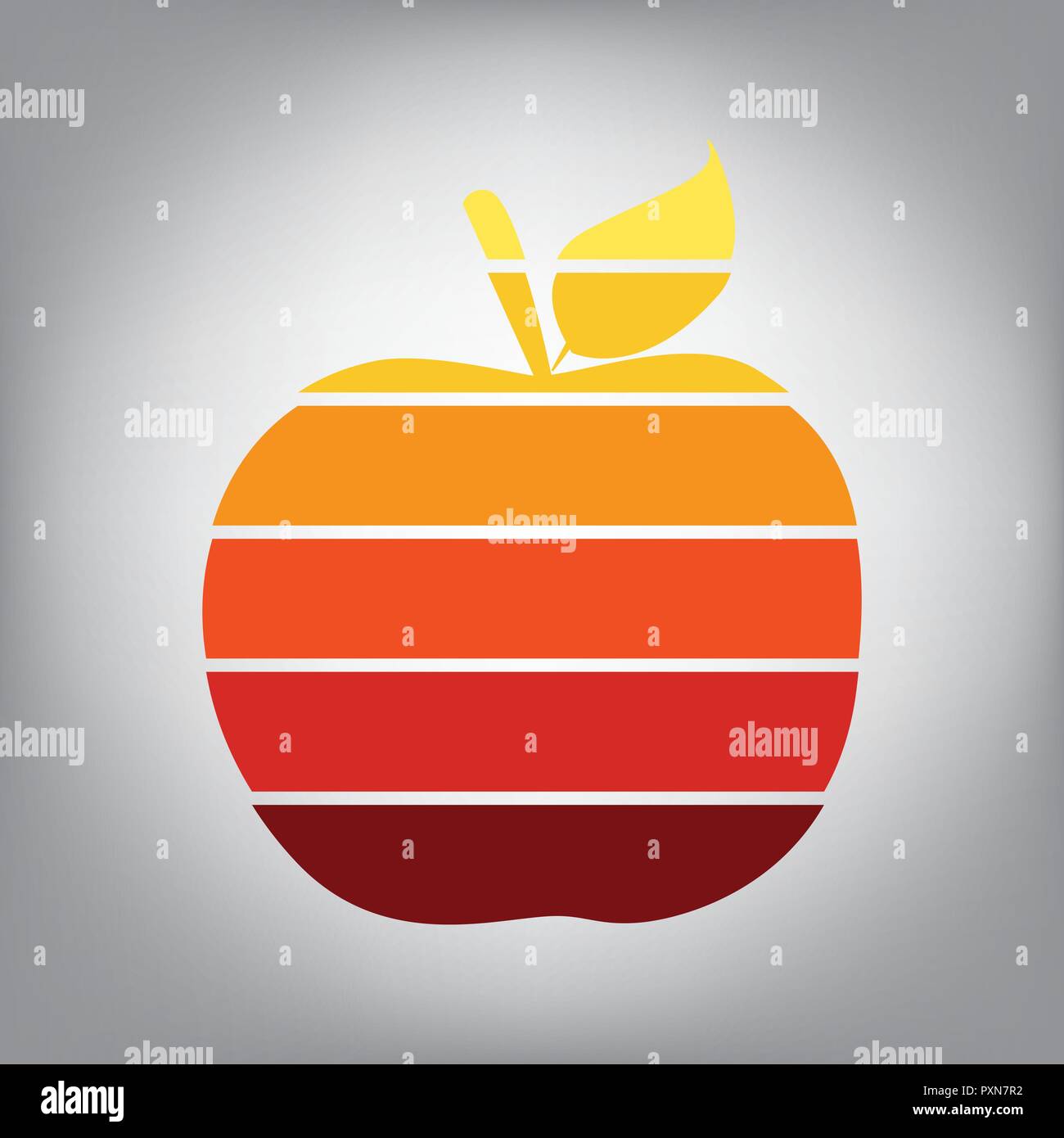 Apple sign illustration. Vector. Horizontally sliced icon with colors ...