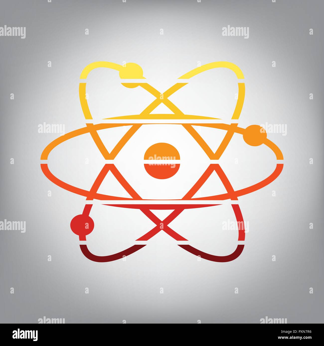 Atom sign illustration. Vector. Horizontally sliced icon with colors ...