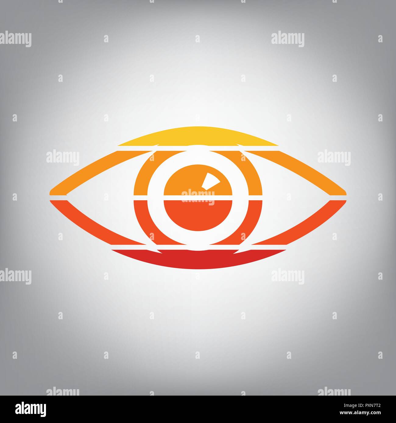 Eye sign illustration. Vector. Horizontally sliced icon with colors ...