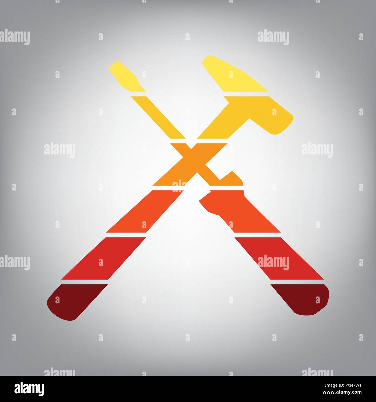 Tools sign illustration. Vector. Horizontally sliced icon with colors ...