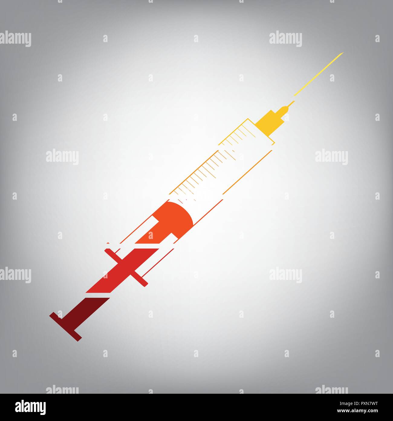 Syringe sign illustration. Vector. Horizontally sliced icon with colors ...