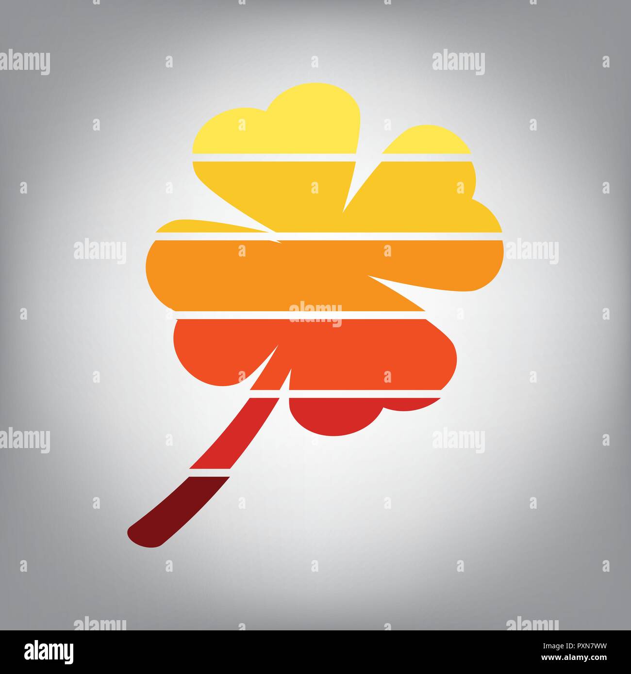 Leaf clover sign. Vector. Horizontally sliced icon with colors from ...