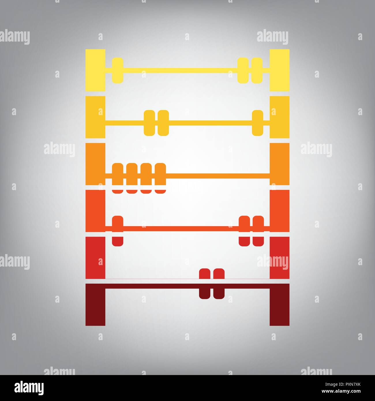 Retro abacus sign. Vector. Horizontally sliced icon with colors from ...