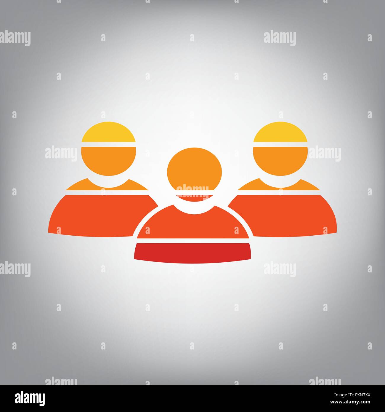 Team work sign. Vector. Horizontally sliced icon with colors from sunny ...