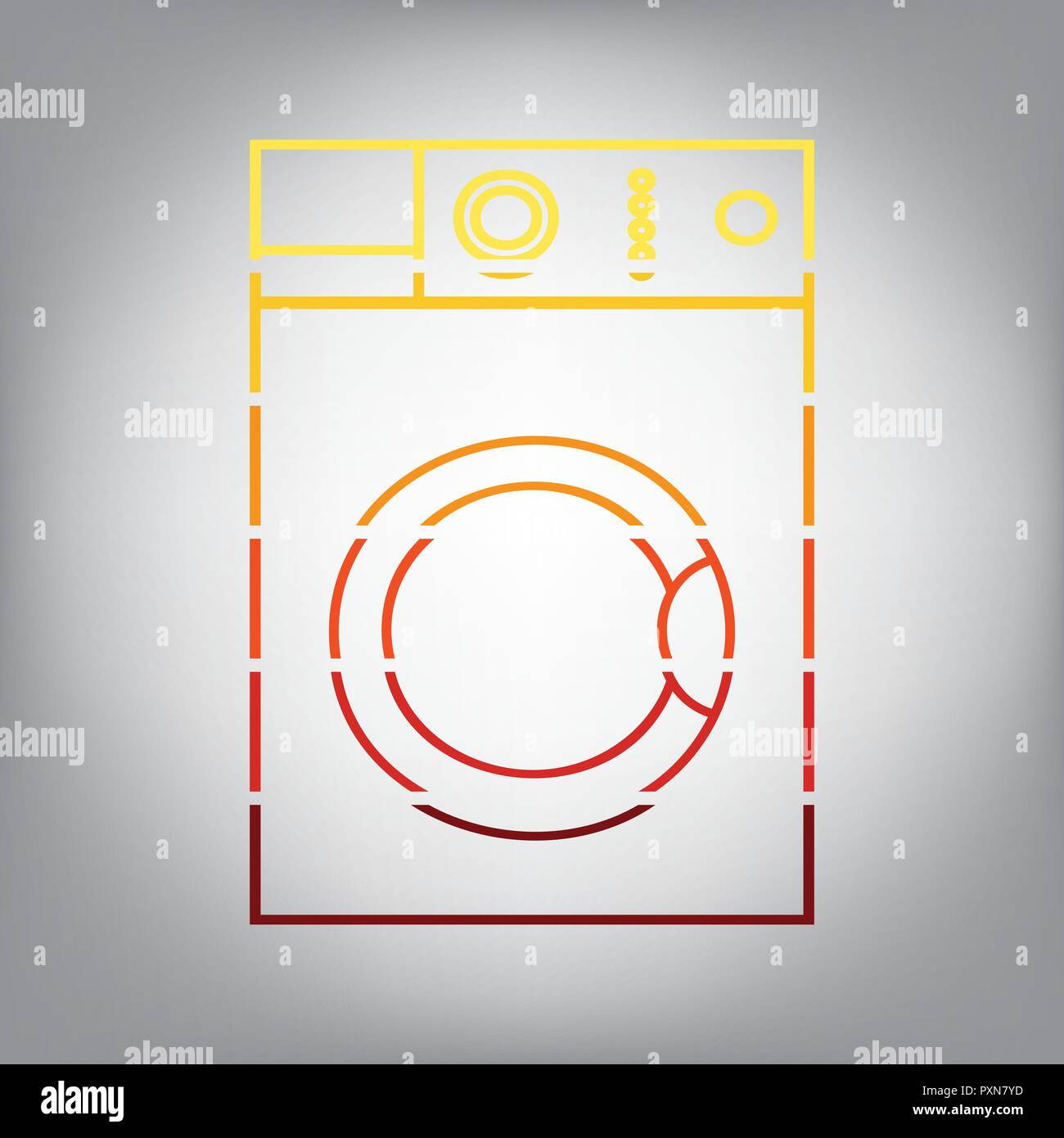 Washing machine sign. Vector. Horizontally sliced icon with colors from ...