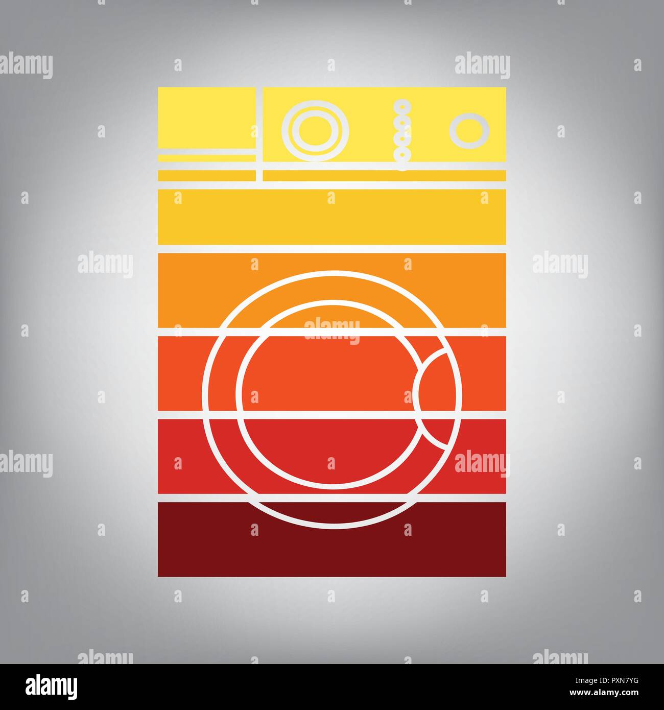 Washing machine sign. Vector. Horizontally sliced icon with colors from ...