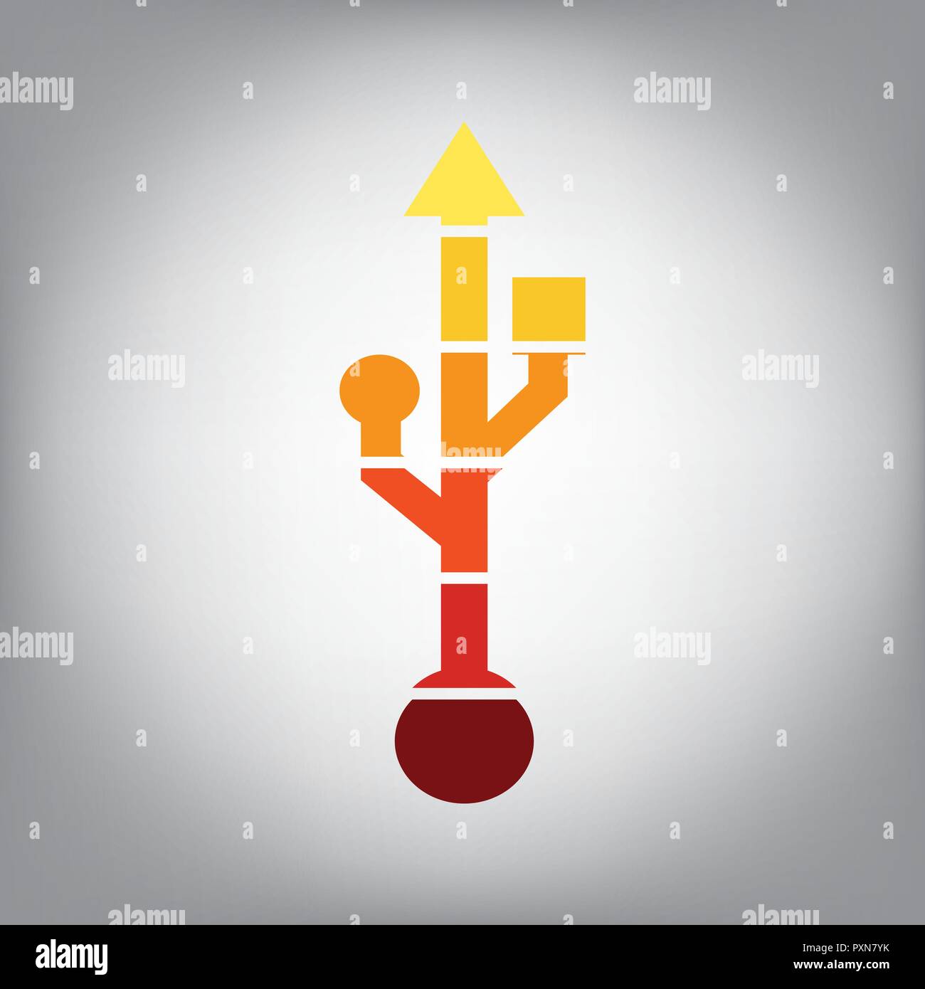 USB sign illustration. Vector. Horizontally sliced icon with colors ...