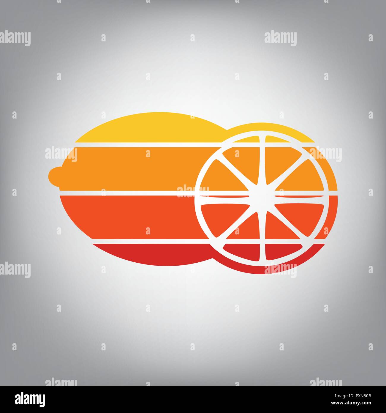 Fruits lemon sign. Vector. Horizontally sliced icon with colors from ...