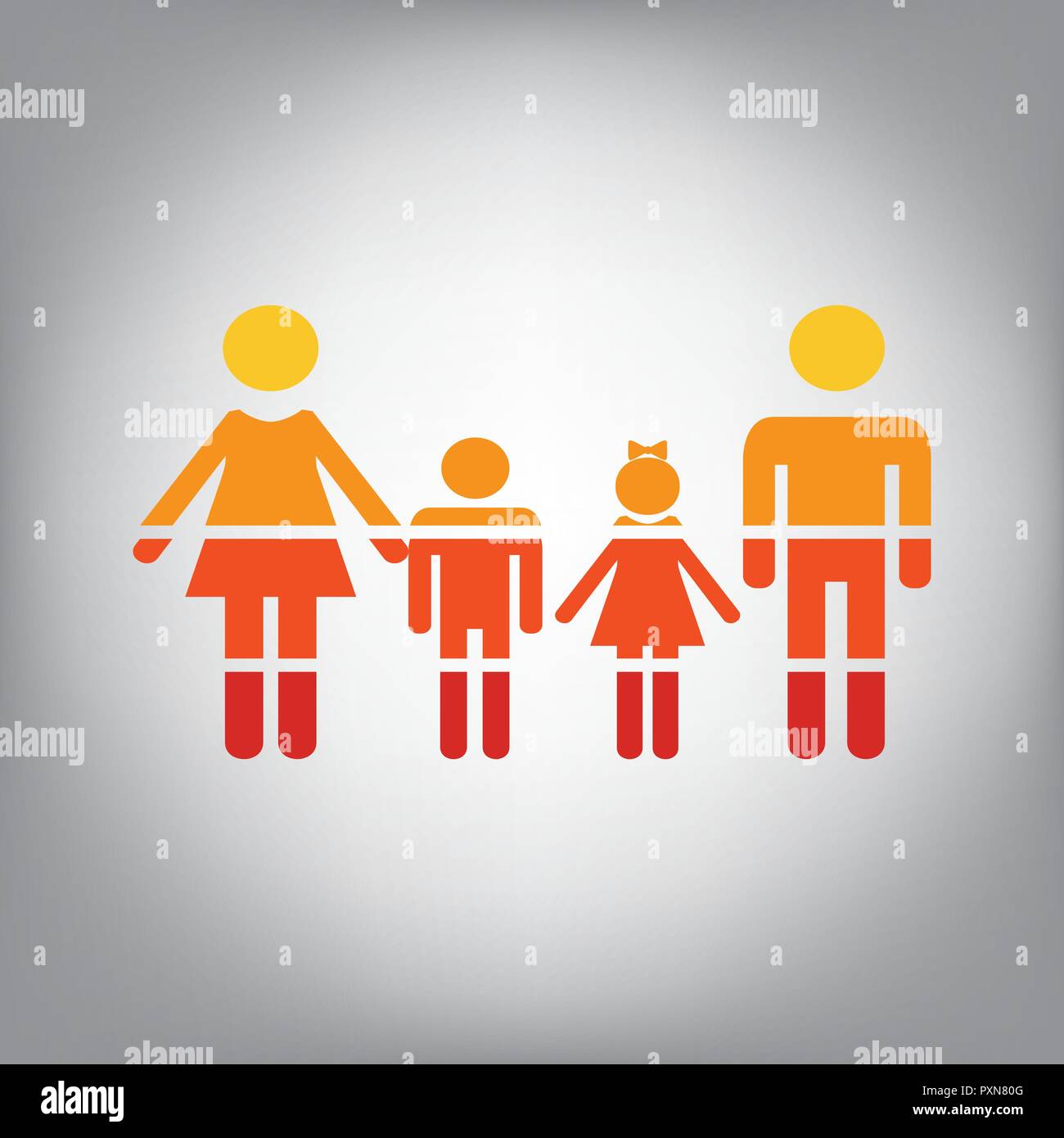 Family sign. Vector. Horizontally sliced icon with colors from sunny ...
