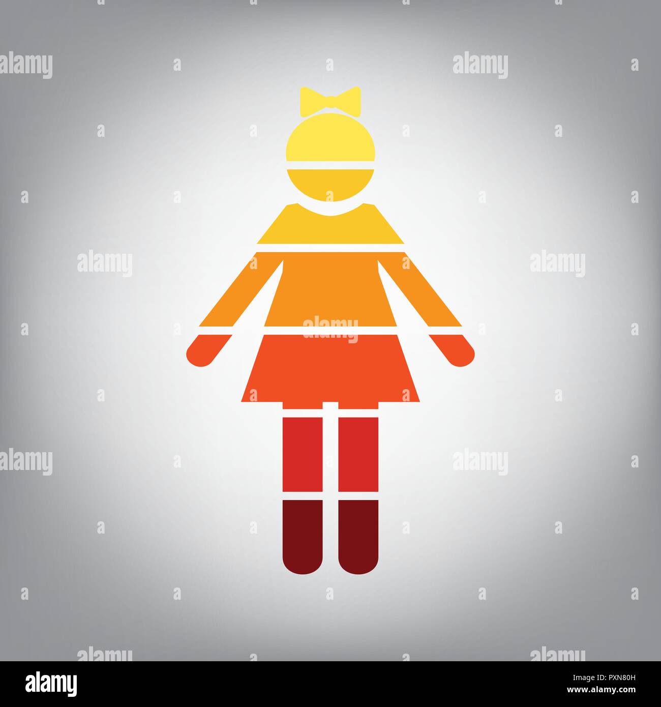 Girl sign illustration. Vector. Horizontally sliced icon with colors ...