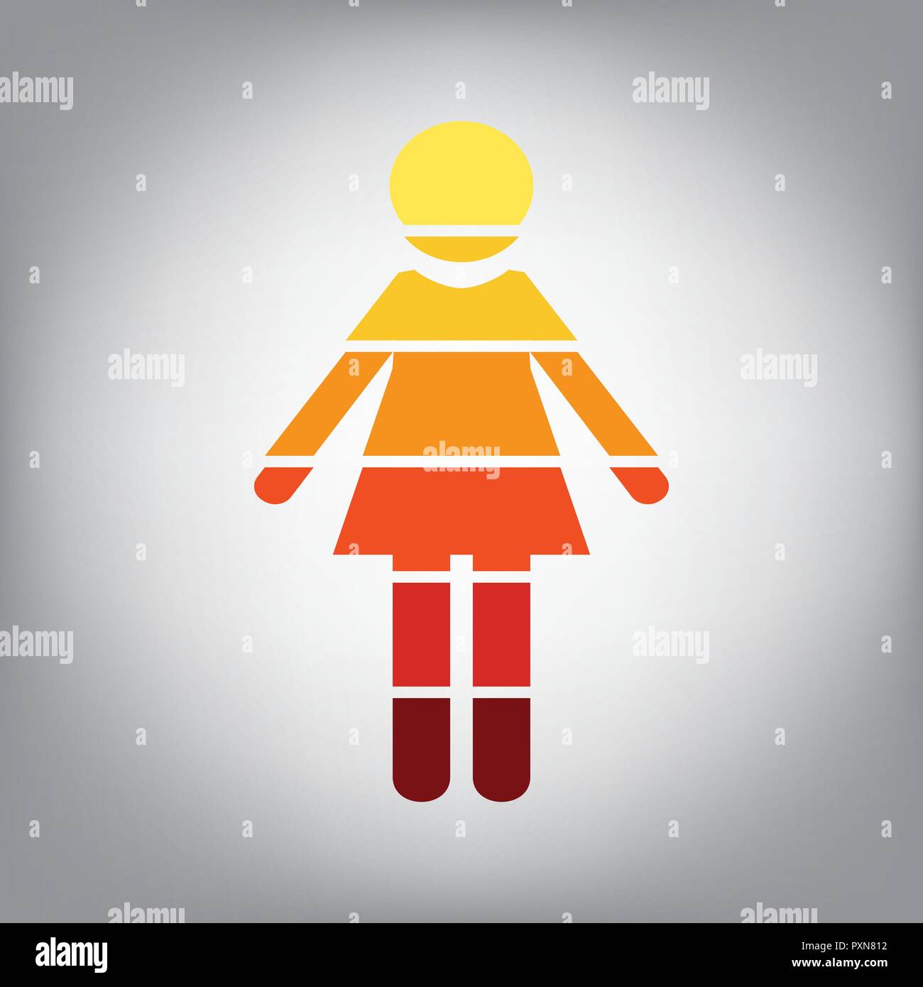 Woman sign illustration. Vector. Horizontally sliced icon with colors ...